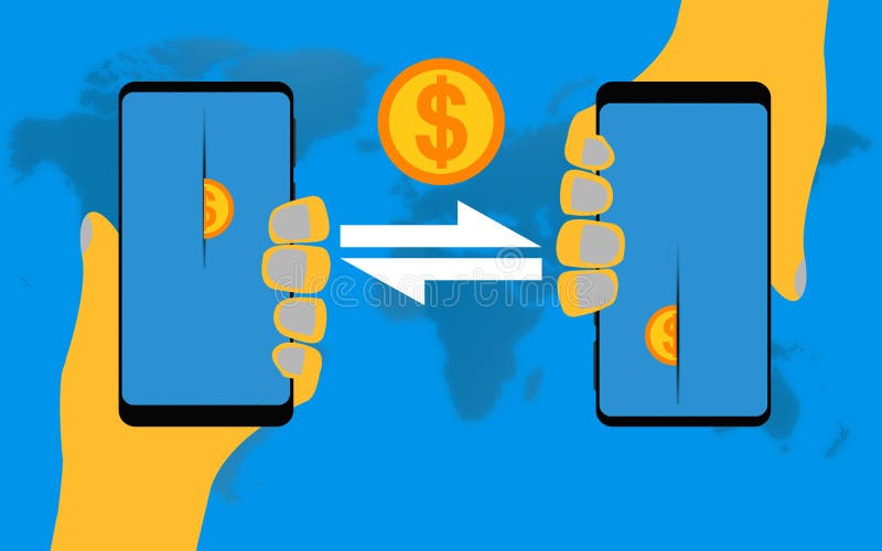 Money Transfer Using Mobile Device Stock Illustration - Illustration of ...
