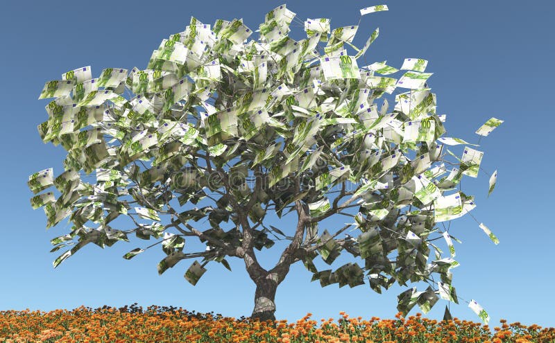 Cash tree with reflection stock image. Image of earning - 3825047