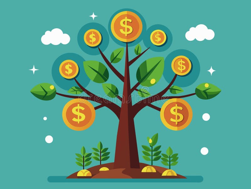 Money tree cartoon stock illustration. Illustration of spring - 311707844