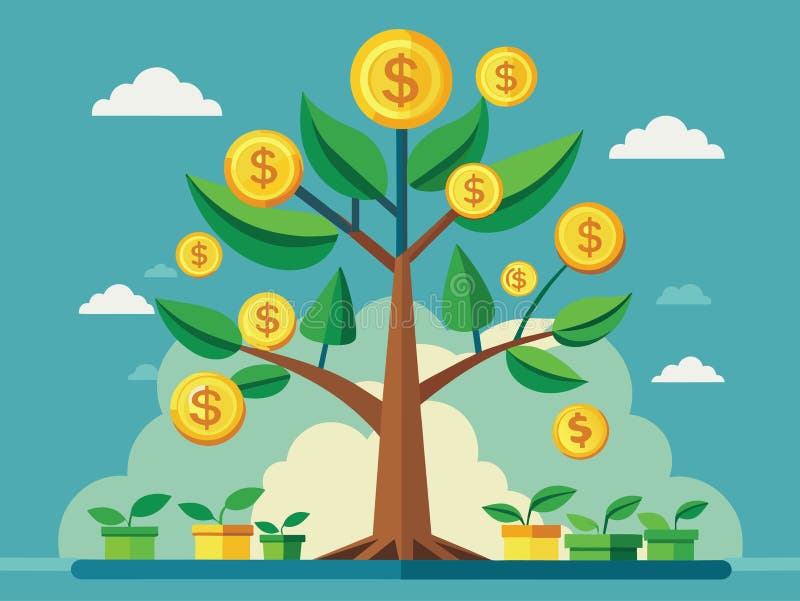 Money tree cartoon stock illustration. Illustration of green - 311707848