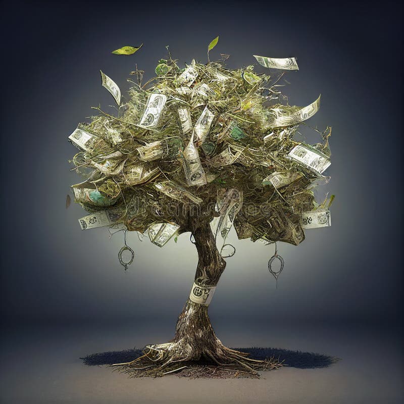 Money tree, concept art stock illustration. Illustration of banking ...