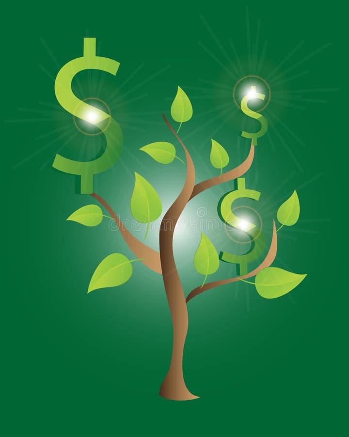 Dollar Signs Money Plant Tree Stock Illustration - Illustration of ...