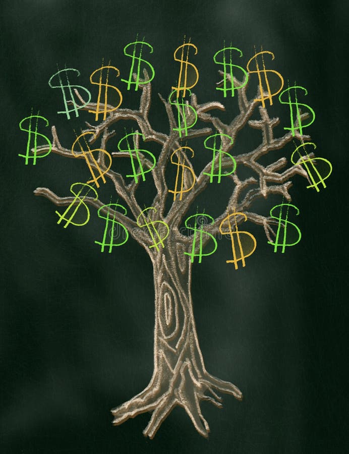 Tree of Money Dollar Signs stock illustration. Illustration of ...