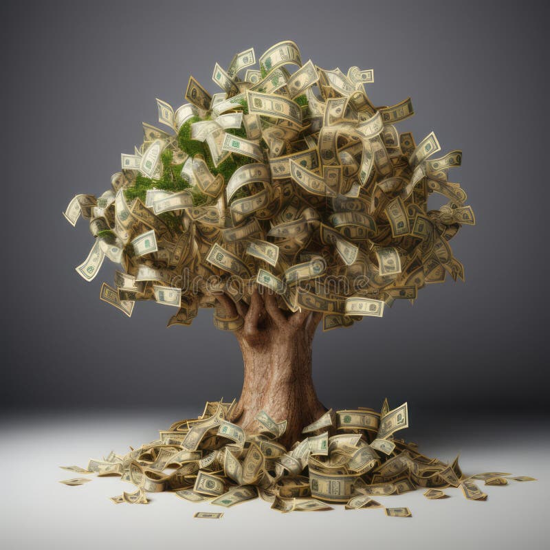 Money Tree of Dollars. Money Tree Concept with Room for Text or Copy ...