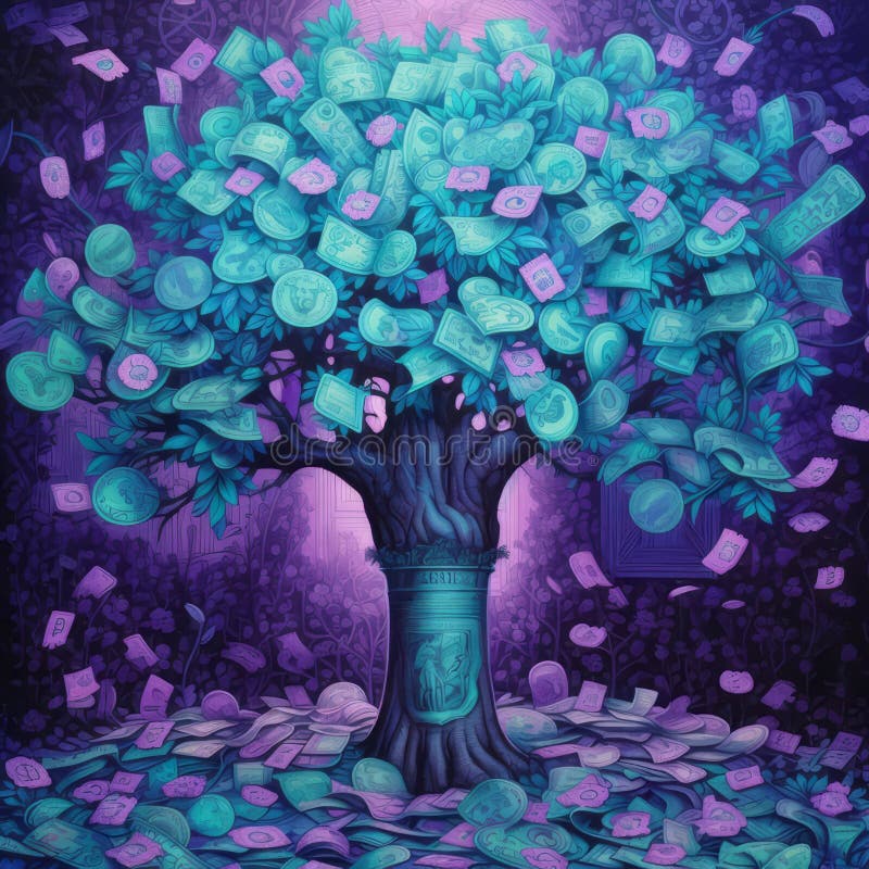 Money Tree of Dollars. Money Tree Concept with Room for Text or Copy ...