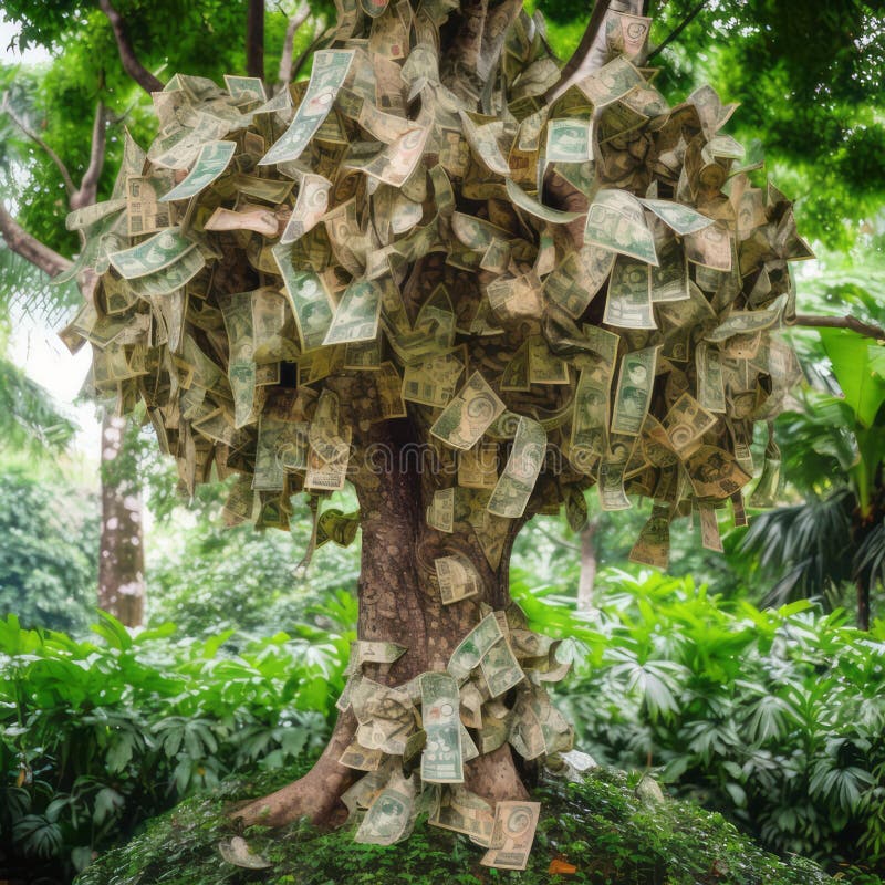 Money Tree of Dollars. Money Tree Concept with Room for Text or Copy ...