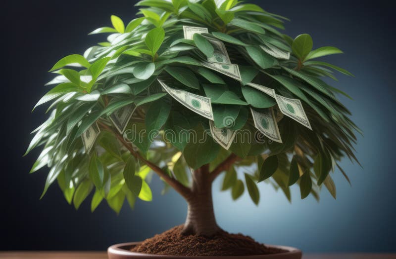 Money Tree of Dollars. Money Tree Concept with Room for Text or Copy ...