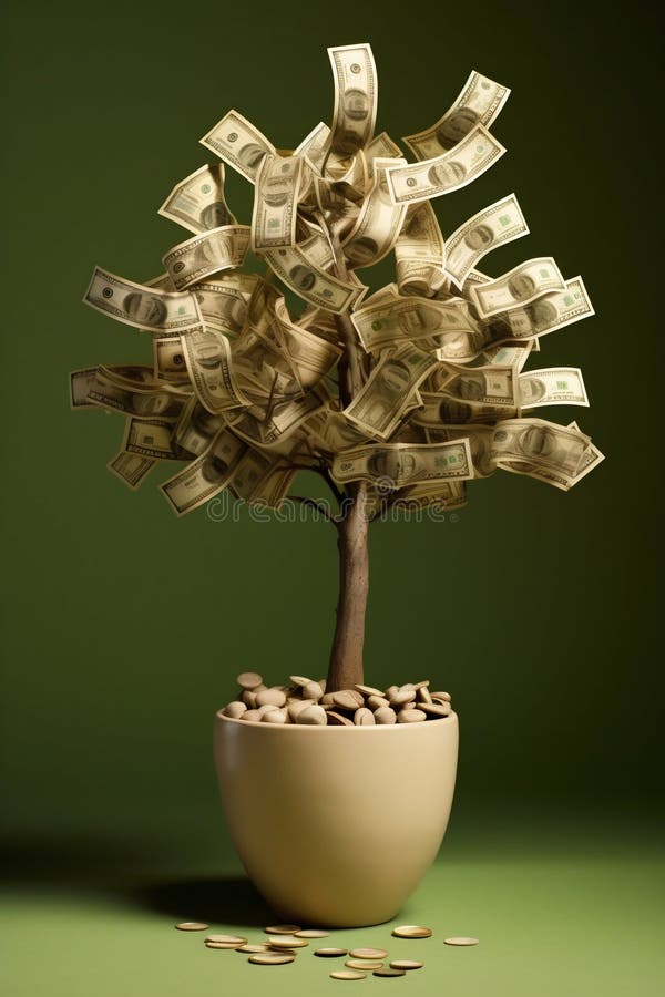 Money Tree with Dollars instead of Leaves. Generative Ai Stock ...
