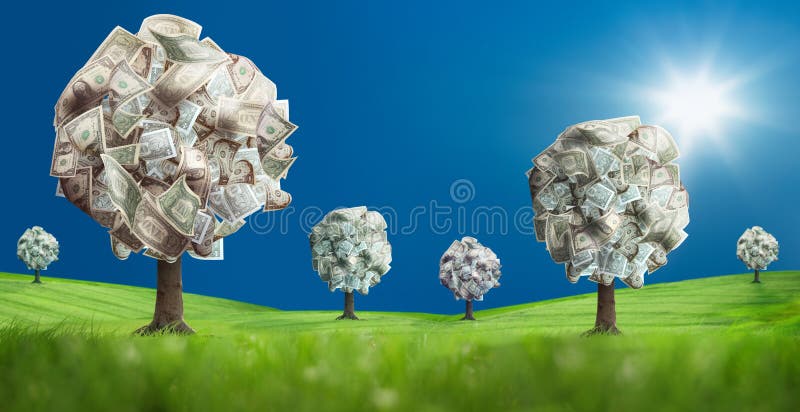 Money Tree on Green Landscape Stock Image - Image of global, abstract ...