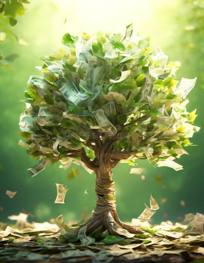 Money Tree Growing in Sunlight Symbolizing Wealth and Prosperity Stock ...