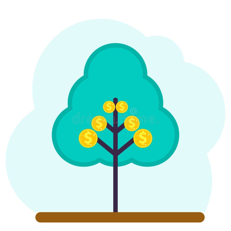 Money Tree, Money Tree Icon with Gold Coins. Vector, Designer ...
