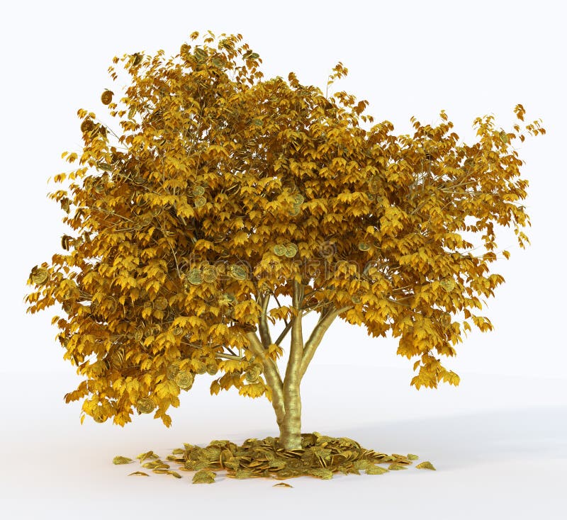 Money Tree on Desert Landscape - Symbol of Successful Business Concept ...