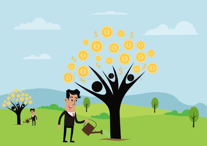 Money tree with Landscape stock vector. Illustration of success - 155114393