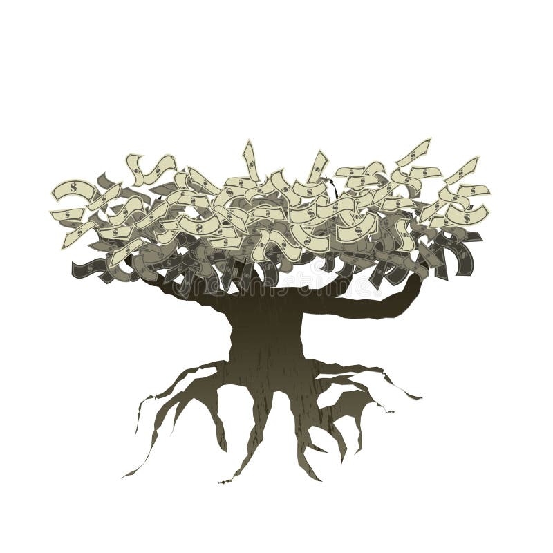 Money Tree with Root Isolated on White Stock Vector - Illustration of ...