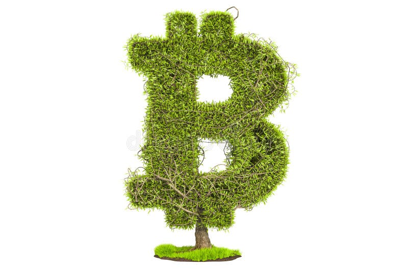Money Tree in the Shape of Bitcoin Symbol, 3D Rendering Stock ...