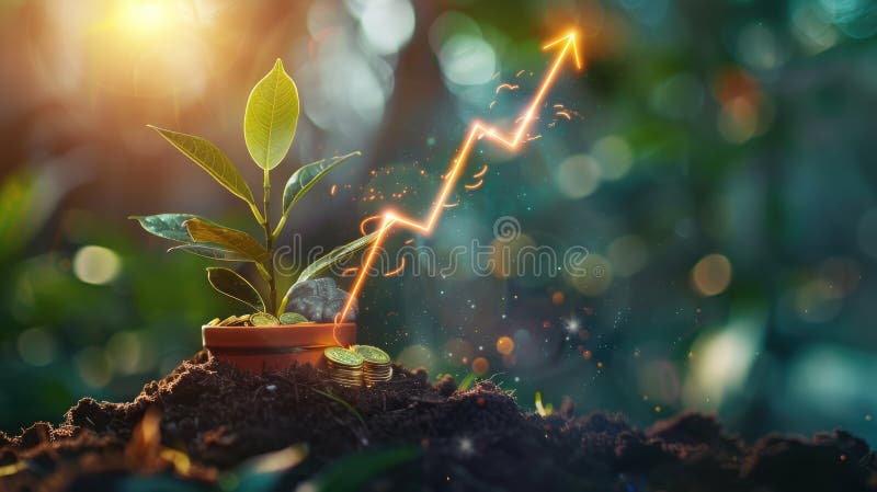 Money Tree Sprouts from Seed Investment, Cultivating Wealth Stock ...