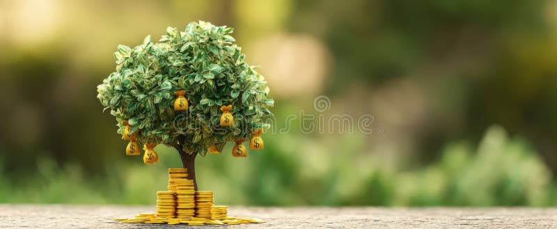 The Money Tree Symbolizing Wealth Growth and Financial Abundance..AI ...