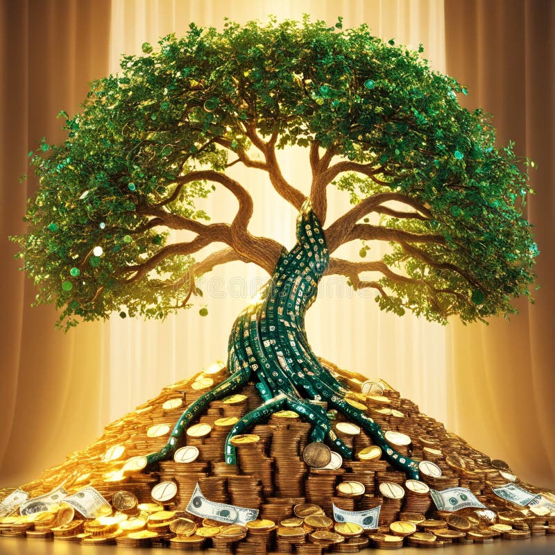 Money Tree Growth and Success. Stock Illustration - Illustration of ...