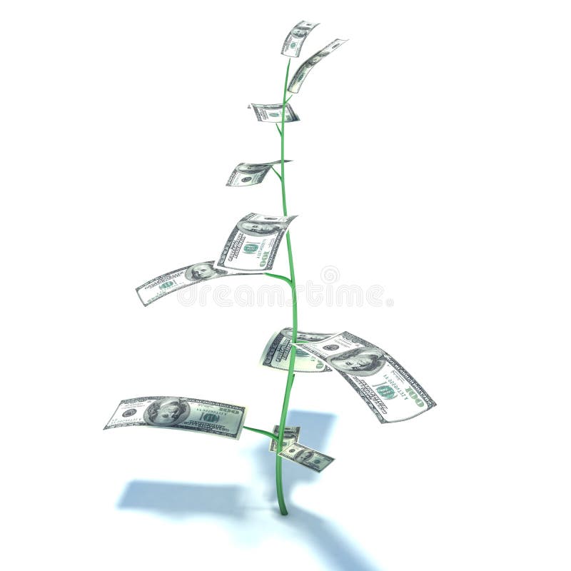 Money Tree with US Dollar Bank Notes in Place of Leaves Stock ...