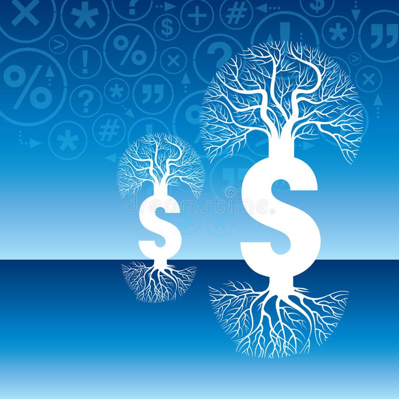 Money Tree Vector Illustration with Dollar Sign Stock Vector ...