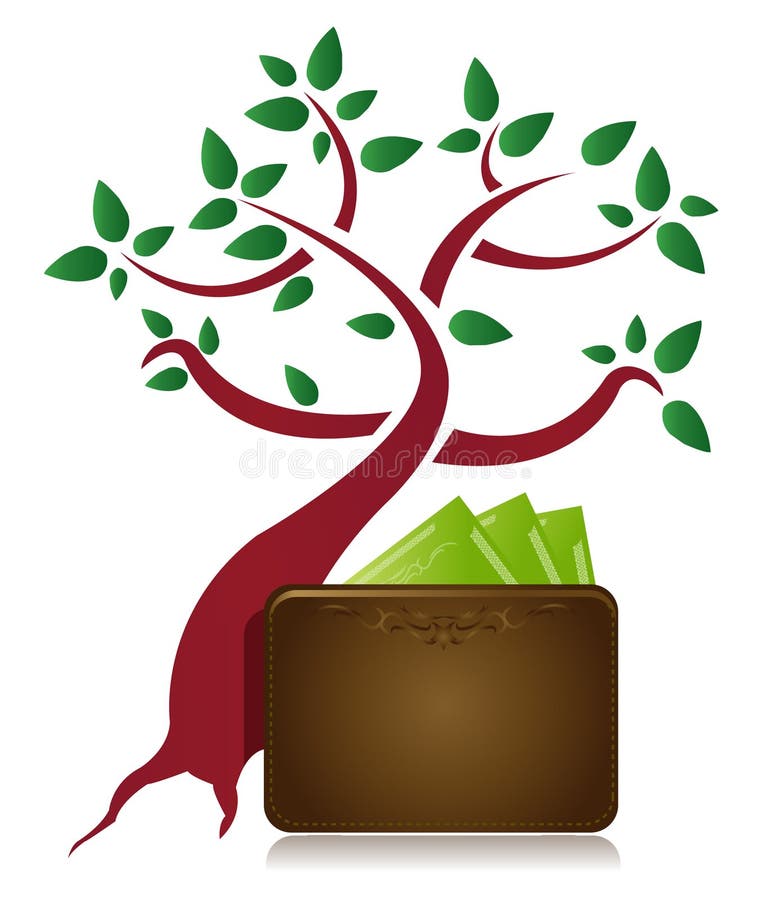 Money Tree and Wallet Illustration Design Stock Vector - Illustration ...