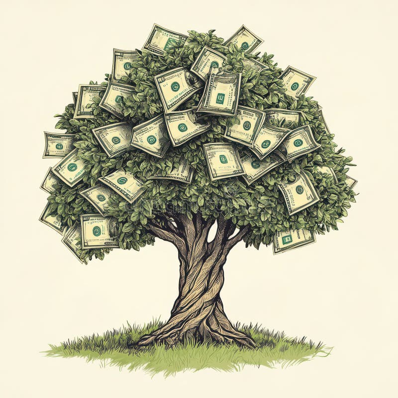 Money Tree Wealth Growth Finance Success Stock Illustration ...