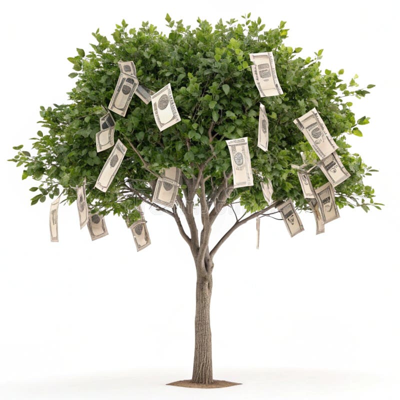 Money Trees Isolated on White Background Stock Illustration ...
