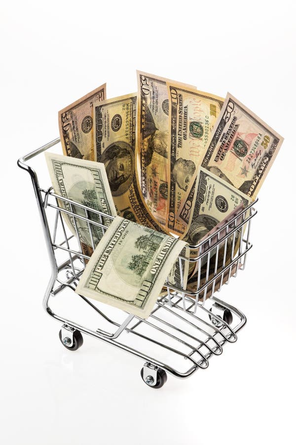 Money U.S. Dollars with Shopping Basket Stock Image - Image of money ...