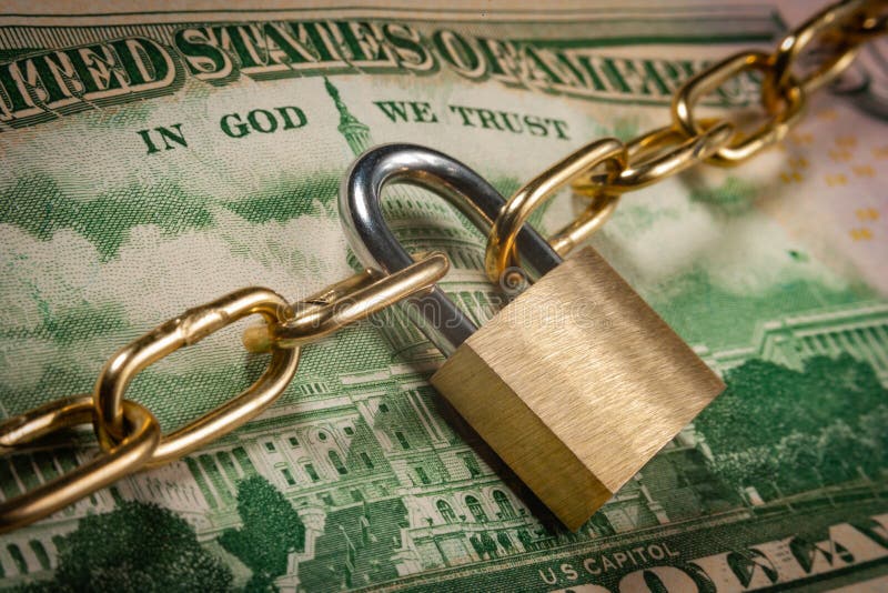 Money under lock and key stock photo. Image of lock - 176768934