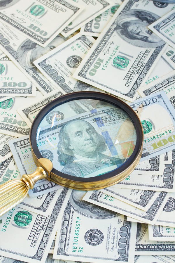Money Under Manifying Glass Stock Image - Image of market, business ...