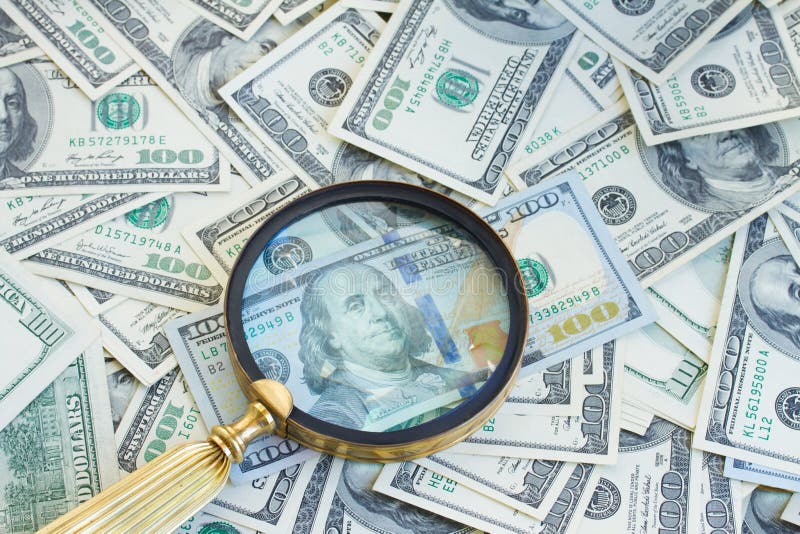 Money Under Manifying Glass Stock Image - Image of magnifier, glass ...