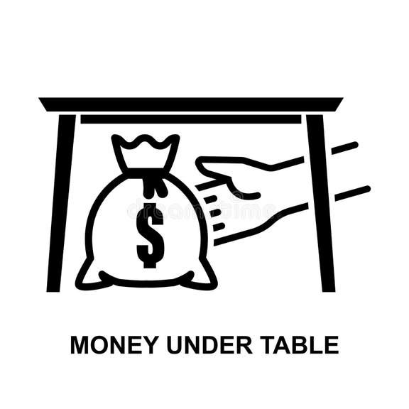 Money Under Table Icon Isolated on Background Stock Illustration ...