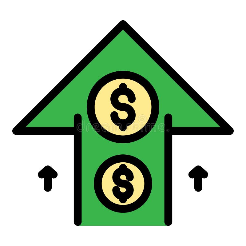 Money Up Arrow Icon Color Outline Vector Stock Vector - Illustration of ...