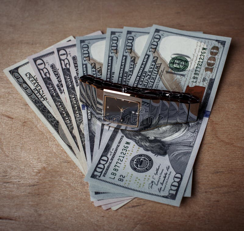 Money and watch stock photo. Image of paper, value, money - 20762750