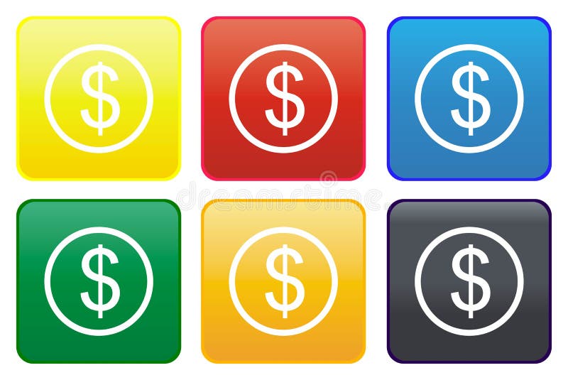 Money button icon stock vector. Illustration of blue, glass - 6070827