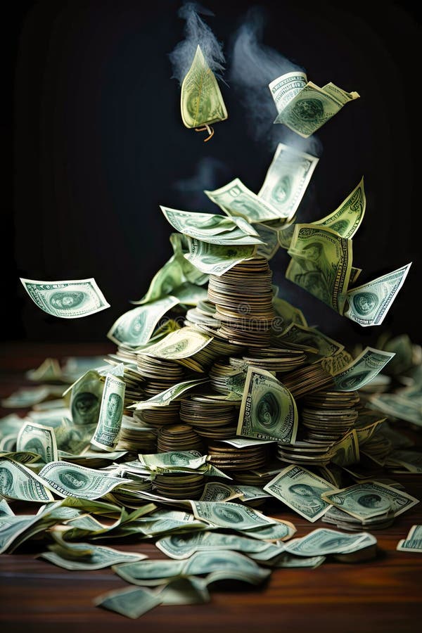 Money in the Wind on a White Background Stock Photo - Image of ...