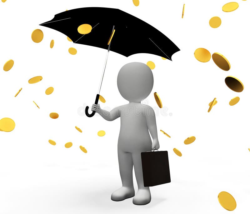 Money Windfall Means Earning Save and Character 3d Rendering Stock ...