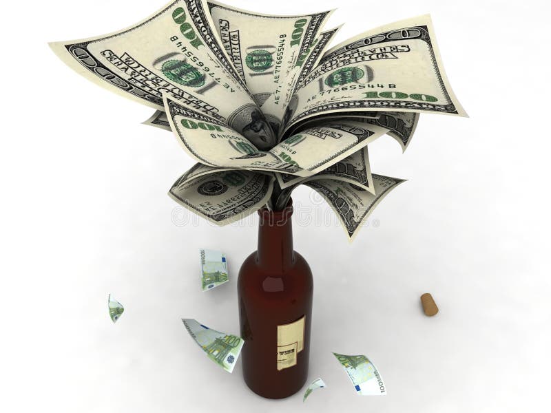 Money in a wine bottle stock illustration. Illustration of finance ...