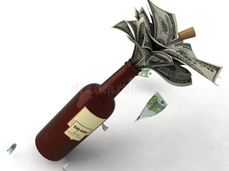 Money in a wine bottle stock illustration. Illustration of finance ...