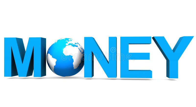 Money Word with Globe on White Stock Illustration - Illustration of ...