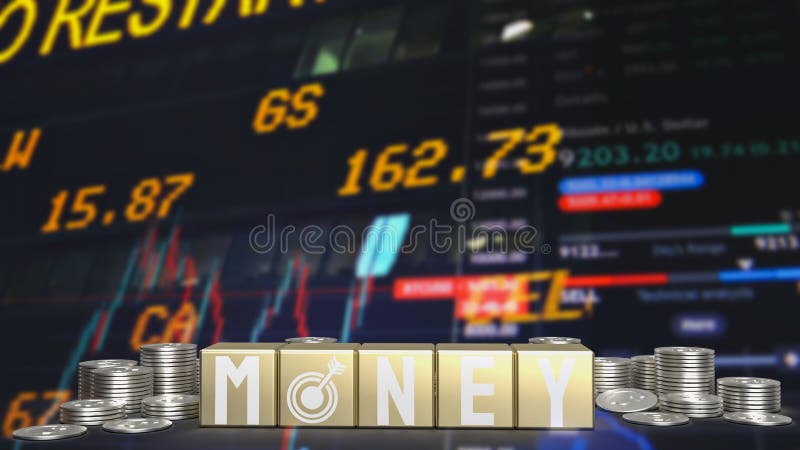 The Money Word on Gold Cube for Business Concept 3d Rendering Stock ...