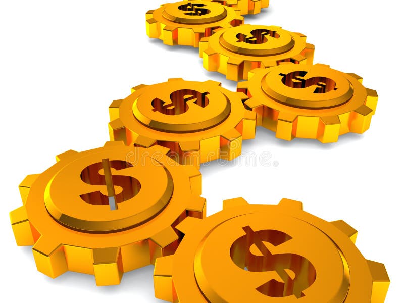 Money Work Business Concept.Gears with Dollar Stock Illustration ...