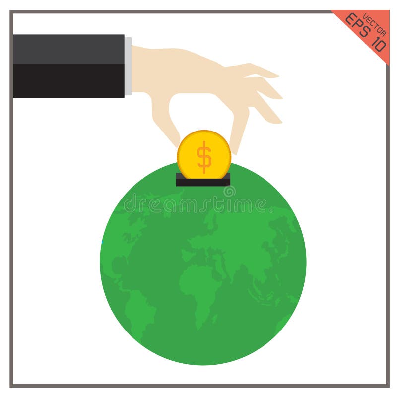 Money World Set Global Vector Earth Illustration Philanthropy Stock ...