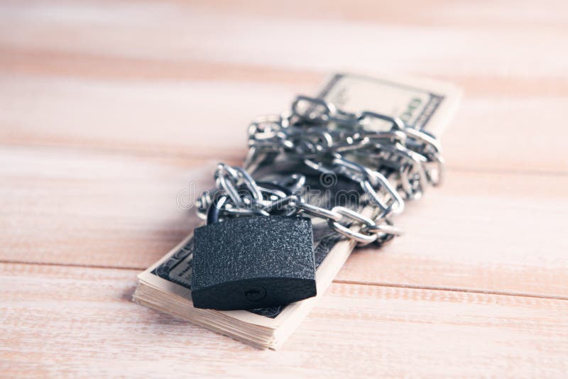 Money Wrapped in a Chain and Closed with a Padlock Stock Photo - Image ...
