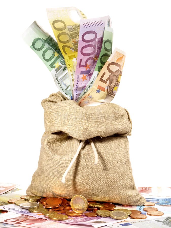 Moneybag with Banknotes and Coins Stock Photo - Image of moneybag ...