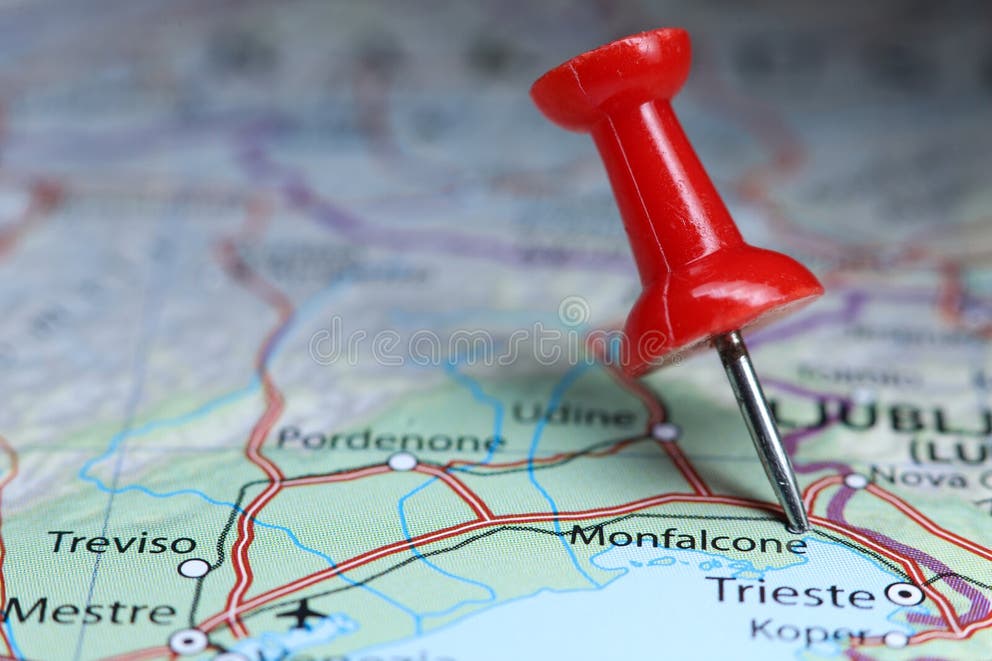 Monfalcone, Italy Pin on Map Stock Photo - Image of city, destination ...