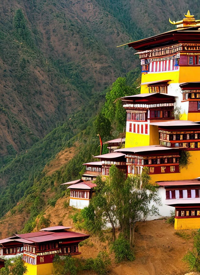 Mongar, Mongar, Bhutan. Generative AI. Stock Image - Image of place ...