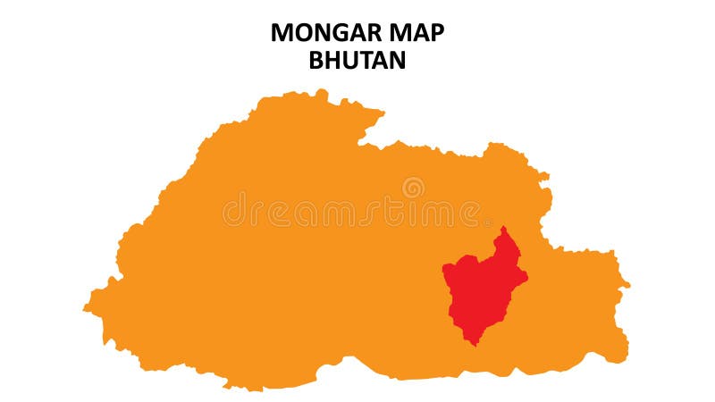 Mongar State and Regions Map Highlighted on Bhutan Map Stock Vector ...
