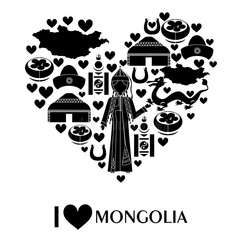 Mongol love black stock vector. Illustration of sign - 89733576