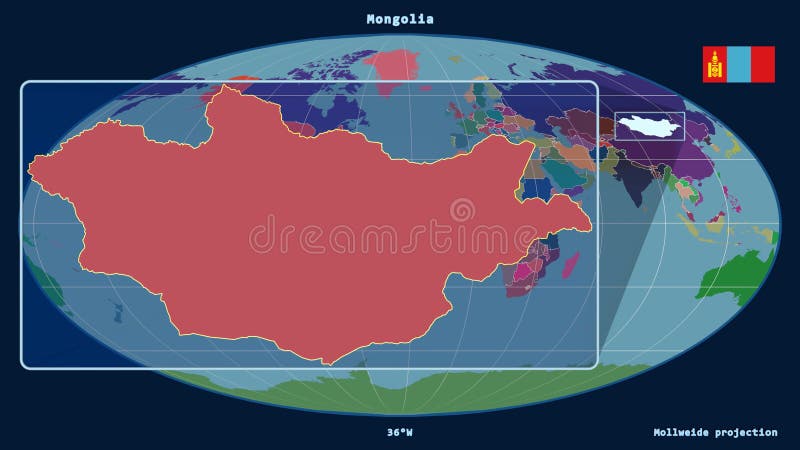 Mongolia - Administrative. Mollweide, Left Stock Illustration ...